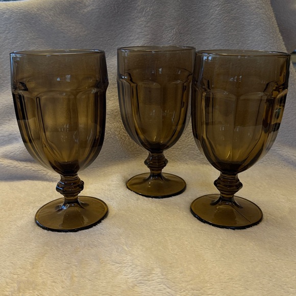 Libbey | Dining | Libbey Duratuff Brown Glass Goblets Set Of 3 | Poshmark